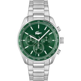 Chronograph Lacoste "VANCOUVER", silber (silberfarben, gr&uuml;n), Armbanduhren, Herren, Chronograph, Quarzuhr, Armbanduhr, Herrenuhr, Stoppfunktion, Edelstahlarmband