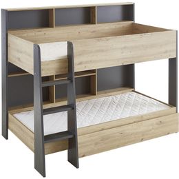 Etagenbett Relita "Sely, viel Funktion auf kleinem Raum, 2 Liegefl&auml;chen, modernes Design", eiche artisan, anthrazit dekor, eiche artisan, anthrazit dekor, eiche artisan, anthrazit dekor, B:128cm H:168cm L:209cm, Etagenbetten, Etagenbett, viel Stauraum, pflegeleichte Melamin Oberfl&auml;che, 3 Farben zur Wahl