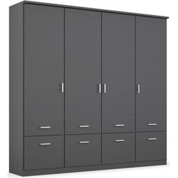 Kleiderschrank Rauch "Kleiderschrank Schrank Garderobe deckenhoher Schrank BREMEN", grau (graumetallic), B:181cm H:199cm T:58cm, Holzwerkstoff, Schr&auml;nke, Kleiderschrank, in vielen Farbvariationen, inkl. Kranzblende MADE IN GERMANY