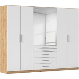 Kleiderschrank Rauch "Schrank Dreht&uuml;renschrank Ankleide Garderobe Schlafzimmer WEINGARTEN", wei&szlig; (eichefarben artisan, wei&szlig;), B:270cm H:210cm T:54cm, Holzwerkstoff, Schr&auml;nke, Kleiderschrank, mit Spiegel, oberste Schublade mit Einteilung MADE IN GERMANY