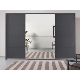 Schwebet&uuml;renschrank Rauch "Kleiderschrank Schrank Garderobe OTELI inkl. 3 Innenschubladen", grau (graumetallic), B:323cm H:214cm T:68cm, Holzwerkstoff, Schr&auml;nke, Schwebet&uuml;renschrank, inkl. Passepartout optional mit Beleuchtung MADE IN GERMANY
