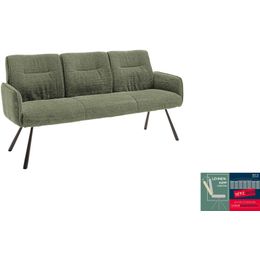 Sitzbank MCA furniture "Delane", olive, schwarz, B:183cm H:92cm T:67cm, Metall, Stoff, Sitzb&auml;nke, Sitzbank, Taschenfederkern, Lehnenkippfunktion, Armlehnen, beweglicher R&uuml;cken
