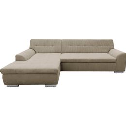 Ecksofa DOMO collection "Treviso viele Bez&uuml;ge, auch in Cord, L-Form, B/T/H: 267/80/83 cm", braun (schlamm), B:267cm H:83cm T:178cm, 100% Polyester, Sofas, Ecksofa, wahlw. mit Bettfunktion, inkl. Zierkissen, Unser Dauertiefpreis
