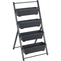 Hochbeet Maximex "Vertikales Hochbeet 4 Etagen", schwarz, B:56,5cm H:108cm T:62cm, Kunststoff, Metall, Pflanzgef&auml;&szlig;e, vertikales Hochbeet f&uuml;r Balkon & Terrasse, herausnehmbare Pflanzk&auml;sten