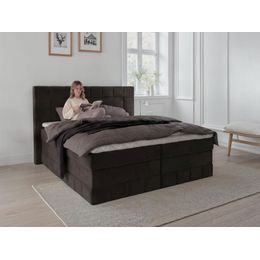 Boxbett OTTO HOME "PHILLIPA inkl. Bettkasten, wahlweise mit LED-Leuchten, Breite: 180cm", schwarz, B:195cm L:210cm, Holz teilmassiv, Holzwerkstoff, Spanplatte, Komplettbetten, inkl. Kaltschaum-Topper, in verschiedenen Farben erh&auml;ltlich