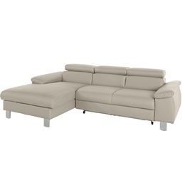 Ecksofa COTTA "Komaris L-Form, B: 244 cm", grau, B:244cm H:72cm T:166cm, Microfaser PRIMABELLE (100% Polyester);Kunstleder SOFTLUX(100%Polyurethan);Feinstruktur (100% Polyester);Kunstleder SOFTLUX/Struktur (100%Polyurethan, 90%Polyester, 10% Polyacryl), Sofas, Ecksofa, mit Kopfteilverstellung, optional Bettfunktion, Bettkasten & Licht