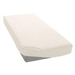 Spannbettlaken bellana "bellana deluxe mit Elasthan, Jersey 230 g/m&sup2;, Premium-Qualit&auml;t", beige (creme), 1 Stk., Jersey-Elasthan, 180x200 180x210 180x220 190x200 190x210 190x220 200x200 200x210 200x220 35cm, Jersey-Elasthan, Obermaterial: 95% Baumwolle, 5% Elasthan, Bettlaken, Spannbettlaken, mit 5% Elasthan, f&uuml;r Matratzen bis 35cm H&ouml;he, b&uuml;gelfrei, faltenfrei