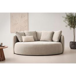2,5-Sitzer OTTO HOME "Kaarl, rundes Loungesofa, Sofa mit Kissen, perfekt gepolstert", beige, B:200cm H:90cm T:123cm, Sofas, Webstoff, in f&uuml;nf Farben, zeitloses Design, inkl. 5 R&uuml;ckenkissen