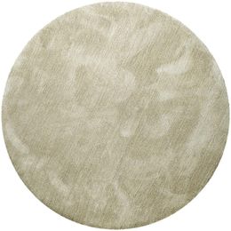 Teppich HOMIE LIVING "Pisa", beige (sand beige), H:25mm &Oslash;:120cm, Polyester, Teppiche, Teppich, Hochflor, Microfaser, uni, weich, Shaggy, Wohnzimmer, Schlafzimmer