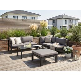 Gartenlounge-Set Konifera "Dubai", grau (anthrazit), Aluminium, Sitzm&ouml;bel-Sets, Ecklounge, Tisch 100x59 cm, Aluminium