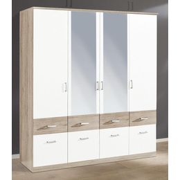 Kleiderschrank Rauch "Kleiderschrank Schrank Garderobe deckenhoher Schrank BREMEN", wei&szlig; (struktureichefarben hell, wei&szlig;), B:181cm H:199cm T:58cm, Holzwerkstoff, Schr&auml;nke, Kleiderschrank, in vielen Farbvariationen, inkl. Kranzblende MADE IN GERMANY