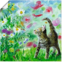 Wandbild Artland "Sommerwiese mit K&auml;tzchen", gr&uuml;n (farbe bild(er): gr&uuml;n), B:30cm H:30cm, Bilder, als Leinwandbild, Poster in verschied. Gr&ouml;&szlig;en