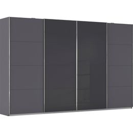 Schwebet&uuml;renschrank Rauch "Kleiderschrank Schrank Garderobe W&auml;scheschrank Ankleide SYNCRONO", grau (graumetallic, basaltglas), B:361cm H:230cm T:62cm, Holzwerkstoff, Schr&auml;nke, Schwebet&uuml;renschrank, Mittelt&uuml;ren mit praktischer Synchron-&Ouml;ffnung MADE IN GERMANY