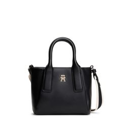 Tragetasche Tommy Hilfiger "TH ESSENTIAL MINI TOTE", Damen, Gr. B/H/T: 22cm x 15cm x 11cm, schwarz, Lederimitat, Taschen, Damen Handtasche, Umh&auml;ngetasche, Schultertasche mit edlem TH-Logo