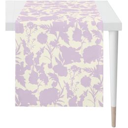 Tischdecke Apelt "7002", mauve, B:48cm L:140cm, Obermaterial: 75% Baumwolle, 25% Polyester, Tischdecken, Tischdecke, Stilisierte Sommerbl&uuml;ten als Faux-Uni all-over
