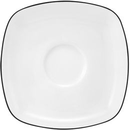 Untertasse Seltmann Weiden "Lido Black Line", schwarz-wei&szlig; (wei&szlig;, schwarz), B:13,5cm H:1,8cm L:13,5cm T:13,5cm &Oslash;:13,5cm, Porzellan, Speiseteller, Teeuntere eckig 13 cm