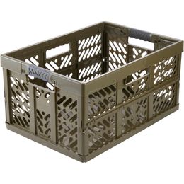 Klappbox keeeper "ben, Profi-Klappbox mit Soft-Touch-Griffen, 54 x 37 x 28 cm", gr&uuml;n (olive), B:54cm H:28cm T:37cm, Kunststoff, Einkaufsk&ouml;rbe, Soft-Touch-Griffe, zusammenklappbar