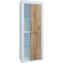Kommode Vcm "Schrank Vitrine Wohnzimmer Holz Glas Usilo", braun (wei&szlig;, honig, eiche), B:60cm T:35cm, Sideboards, Kommode