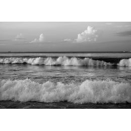 Fototapete papermoon "Strand Schwarz & Wei&szlig;", schwarz (schwarz, wei&szlig;), B:3,5m L:2,6m, Vlies, Tapeten