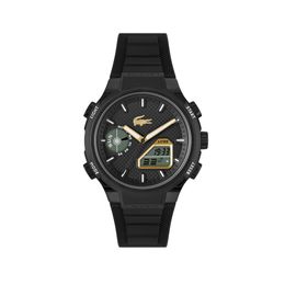 Chronograph Lacoste "LC33", schwarz, goldfarben, Armbanduhren, Herren, Chronograph, Quarzuhr, Armbanduhr, Herrenuhr, Silikonarmband, analog, digital, Tag
