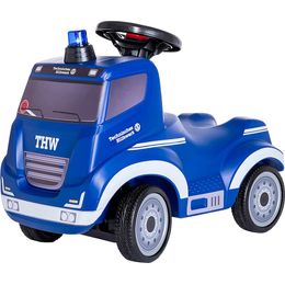 Rutscherauto Ferbedo "Ferbedo Truck", blau (thw), Rutschautos, KinderB:30cm H:59cm T:44cm, Kunststoff, incl. Ferbedo MiniFlash (Blaulicht mit Sirene), B:30cm H:59cm T:44cm