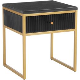 Beistelltisch OTTO HOME "Fleuriss", schwarz, goldfarben, B:50cm H:56cm T:44cm, Tische, Beistelltisch, Keramikplatte, goldene Beine, FSC-zertifiziertes Holz, Breite 50 cm