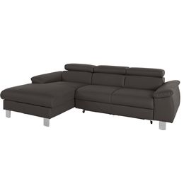 Ecksofa COTTA "Komaris L-Form, B: 244 cm", braun, B:244cm H:72cm T:166cm, Microfaser PRIMABELLE (100% Polyester);Kunstleder SOFTLUX(100%Polyurethan);Feinstruktur (100% Polyester);Kunstleder SOFTLUX/Struktur (100%Polyurethan, 90%Polyester, 10% Polyacryl), Sofas, Ecksofa, mit Kopfteilverstellung, optional Bettfunktion, Bettkasten & Licht