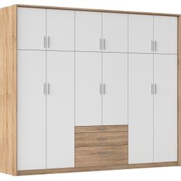 Kleiderschrank Rauch "Schrank Dreht&uuml;renschrank Garderobe Ankleide Schlafzimmer HILDESHEIM", wei&szlig; (eiche sonoma, alpinwei&szlig;), B:275cm H:231cm T:58cm, Holzwerkstoff, Schr&auml;nke, Kleiderschrank, oberste Schublade mit praktischer Facheinteilung MADE IN GERMANY