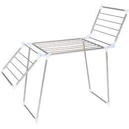 W&auml;schest&auml;nder Wenko "Modell Profi Plus", bunt (silberfarben, wei&szlig;), B:196cm H:90cm T:63cm, Edelstahl, W&auml;schest&auml;nder, Fl&uuml;gel W&auml;schetrockner, Edelstahl, klappbar, mit Zubeh&ouml;r-Set