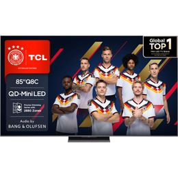 TCL Mini-LED-Fernseher "85Q8CX1", Energieeffizienz: E (A-G), schwarz, 85 &Prime;, Fernseher, Audio von Bang & Olufsen, Smart TV, Apple TV, 144Hz, 4K, Dolby Vision