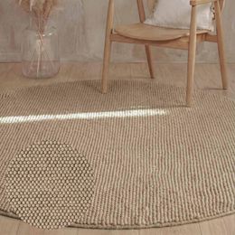 Wollteppich Ted Baker "Diana", beige, H:16mm &Oslash;:200cm, Oberfl&auml;che: 100% Wolle. R&uuml;ckseite: 100% Wolle, Teppiche, Wolle, Natur, Handgemacht, Wohnzimmer, Esszimmer, Schlafzimmer, Skandi