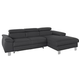 Ecksofa COTTA "Komaris L-Form, B: 244 cm", schwarz, B:244cm H:72cm T:166cm, Microfaser PRIMABELLE (100% Polyester);Kunstleder SOFTLUX(100%Polyurethan);Feinstruktur (100% Polyester);Kunstleder SOFTLUX/Struktur (100%Polyurethan, 90%Polyester, 10% Polyacryl), Sofas, Ecksofa, mit Kopfteilverstellung, optional Bettfunktion, Bettkasten & Licht