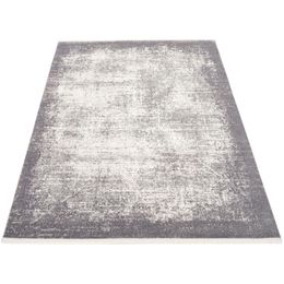Teppich OCI DIE TEPPICHMARKE "TOP EMILIA", grau, B:67cm H:7mm L:130cm, Polypropylen (PP), Teppiche, Teppich, 3-D Hoch Tief Optik, mit Fransen, Wohnzimmer