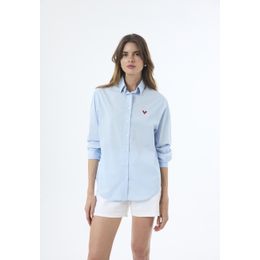 Hemdbluse FELIX HARDY "Hemd", Damen, Gr. M, blau, 85% Baumwolle, 15% Elasthan, Blusen Hemdbluse
