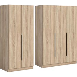 Schrank-Set Home Affaire "Skarde moderner Kleiderschrank Schlafzimmerschrank", sonoma eiche nachbildung, B:200cm H:180cm T:52cm, Holzwerkstoff, Kastenm&ouml;bel-Sets, Skarde Kleiderschrank 200 cm, 2 Kleiderstangen und 5 B&ouml;den