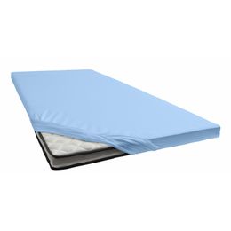 Spannbettlaken bellana "bellana deluxe f&uuml;r Topper, mit Elasthan, Premium Jersey 230 g/m&sup2;", blau (mittelblau), 1 Stk., Jersey, 100x200 100x210 100x220 110x200 110x210 110x220 120x200 120x210 120x220 90x200 90x210 90x220 10cm, Jersey, Obermaterial: 95% Baumwolle, 5% Elasthan (LYCRA), Bettlaken, Spannbettlaken, mit 5% Elasthan, f&uuml;r Topper mit 4-10cm H&ouml;he, b&uuml;gelfrei, faltenfrei