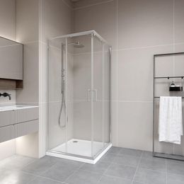 Eckdusche MARWELL "FERMO II", wei&szlig;, neutral, B:90cm H:195cm T:90cm, Duschkabinen, Glasdusche mit Eckeinstieg und Gleitt&uuml;ren