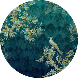 Vliestapete Komar "Vlies selbstklebend - Majestic - Gr&ouml;&szlig;e 125 x 125 cm", bunt (gr&uuml;n, blau, t&uuml;rkis), B:125m L:125m, Vlies, Tapeten, Wohnzimmer, Schlafzimmer