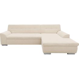 Ecksofa DOMO collection "Treviso viele Bez&uuml;ge, auch in Cord, L-Form, B/T/H: 267/80/83 cm", beige (creme), B:267cm H:83cm T:178cm, 100% Polyester, Sofas, Ecksofa, wahlw. mit Bettfunktion, inkl. Zierkissen, Unser Dauertiefpreis