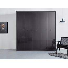 Dreht&uuml;renschrank Rauch "Kleiderschrank Schrank Garderobe W&auml;scheschrank Ankleide OTELI", grau (graumetallic, effektgrau hochglanz), B:230cm H:231cm T:58cm, Holzwerkstoff, Schr&auml;nke, Dreht&uuml;renschrank, inkl. Passepartout optional mit Beleuchtung MADE IN GERMANY