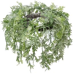 Dekokranz Creativ green "Weihnachtsdeko", gr&uuml;n, H:10cm &Oslash;:55cm, Kunststoff, Dekokr&auml;nze, mit gefrosteter Optik, Ma&szlig;e aufgeh&auml;ngter Kranz: &Oslash; 30 cm, H. 38 cm