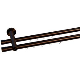 Gardinenstange Indeko "Consul", braun (braun, antik), L:330cm &Oslash;:20mm, Aluminium, Gardinenstangen, Innenlauf Komplett-Set inkl. Gleitern und Montagematerial