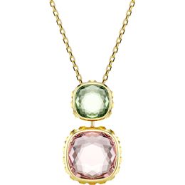 Kette mit Anh&auml;nger Swarovski "Schmuck Geschenk Chroma Anh&auml;nger", gold (gelbgoldfarben, pink, gr&uuml;n), Halsketten, Damen, Metall, L: 49, mit Swarovski ReCreated&trade; Crystal - Einh&auml;nger drehbar