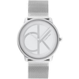 Quarzuhr Calvin Klein "CK ICONIC 40 mm", silber (silberfarben), Armbanduhren, Damen, Quarzuhr, Armbanduhr, Damenuhr, Herrenuhr, Edelstahlarmband, analog