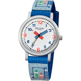 Regent Uhren Quarzuhr REGENT "7729.11.14, F731", blau, bunt, Armbanduhren, Kinder, Quarzuhr, Armbanduhr, Kinderuhr, Lernuhr, Jungen, Schulanfang, Geschenkidee