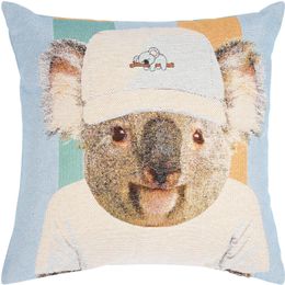 Dekokissen Pad "VAZZA", blau (koala), B:45cm L:45cm, Obermaterial: 50% Baumwolle, 45% Polyester, 5% Polyacryl, Dekokissen_Sitzkissen_Kissenh&uuml;llen, Made in Europe, Kissenh&uuml;lle ohne F&uuml;llung, 1 St&uuml;ck