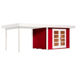 Gartenhaus Weka "126 B Gr.1, Anbau ca. 300 cm", rot (schwedenrot), Fu&szlig;boden im Gartenhaus, ohne R&uuml;ck- und Seitenwand, ohne Dacheindeckung, Massivholz, Gartenh&auml;user, Gartenhaus, verschiedene Farben