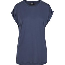 Kurzarmshirt Urban Classics "Urban Classics Damen Ladies Modal Extended Shoulder Tee", Damen, Gr. S, vintageblau, 77% Modal, 23% Polyester, unifarben, loose fit, Rundhals, Shirts