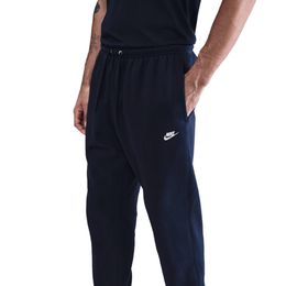 Sporthose Nike Sportswear "M NK CLUB BB CUFF PANT", Herren, Gr. S, N-Gr, obsidian, obsidian, wei&szlig;, Obermaterial: 80% Baumwolle, 20% Polyester, Hosen Sporthose, mit angerautem Fleece innen, mit seitlichen Taschen