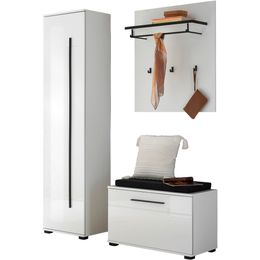 Garderoben-Set Home Affaire "Cantara, moderne Garderobe, Komplettset mit viel Stauraum", wei&szlig;, B:140cm H:201cm T:39cm, FSC-zertifizierter Holzwerkstoff, Kastenm&ouml;bel-Sets